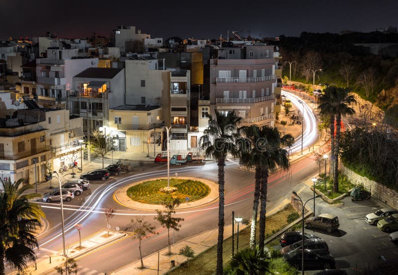 Long Exposure Street Night View Car Lights Ghosting Stock Image - Image ...