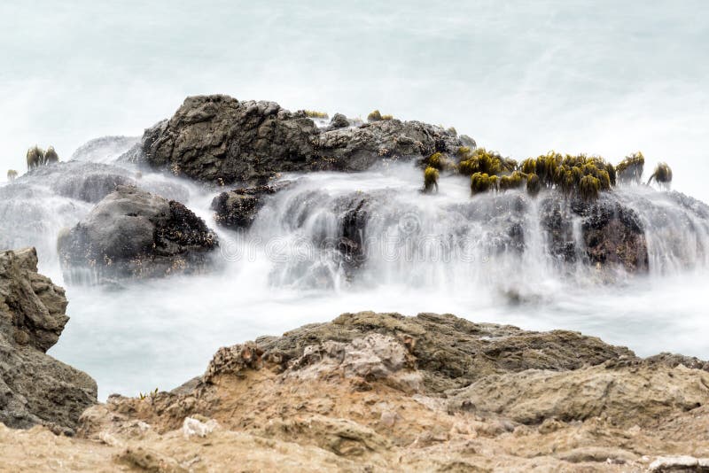 Long Exposure of Surf Washed Rocks Stock Image - Image of ocean ...