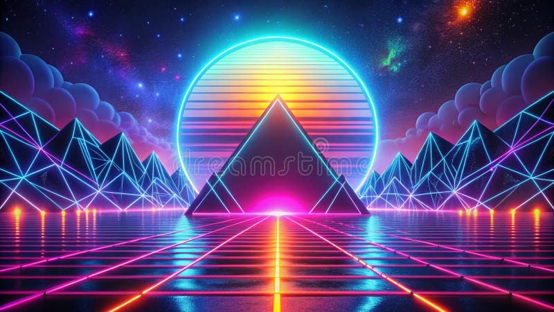 Long Exposure Synthwave Chrome Gradient Banner a Retro Futuristic ...