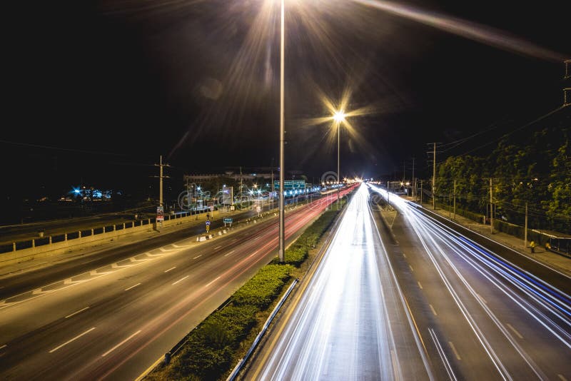 Long Exposure Traffic Scene of Thailand Stock Image - Image of rush ...