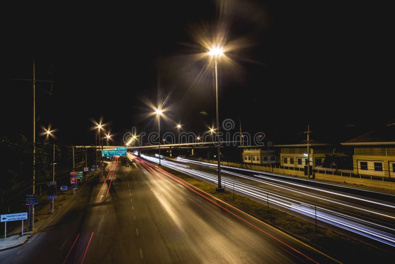 Long Exposure Traffic Scene of Thailand Stock Photo - Image of motion ...