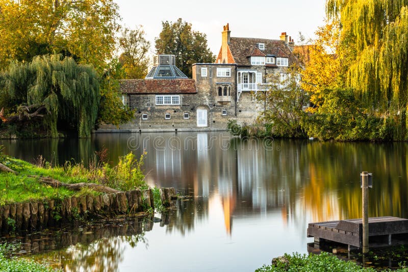 Long Exposure of Typical Cambridge Building by the River Stock Image ...