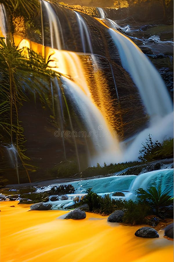 Long Exposure Vertical Shot of a Waterfall on a Mountain Falling in a ...