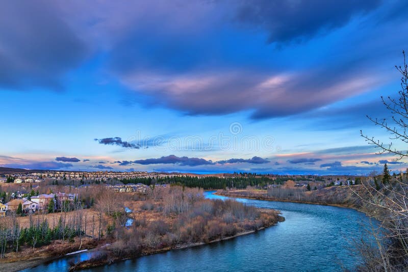 Long Exposure View of the Bow River Valley Stock Photo - Image of tree ...