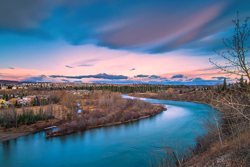 Long Exposure View of the Bow River Valley Stock Photo - Image of ...