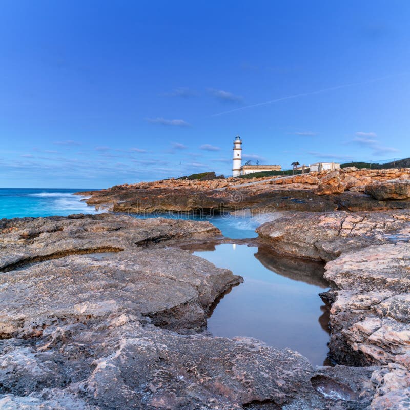 Long Exposure View of the Cap De Ses Salines Lighthouse on Mallorca ...