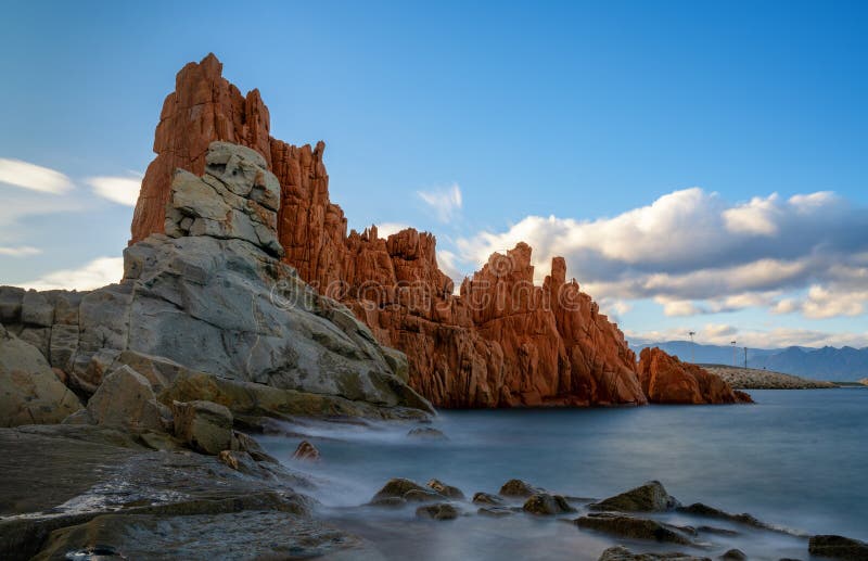 Long Exposure View of the Red Rocks of Arbatax Stock Photo - Image of ...