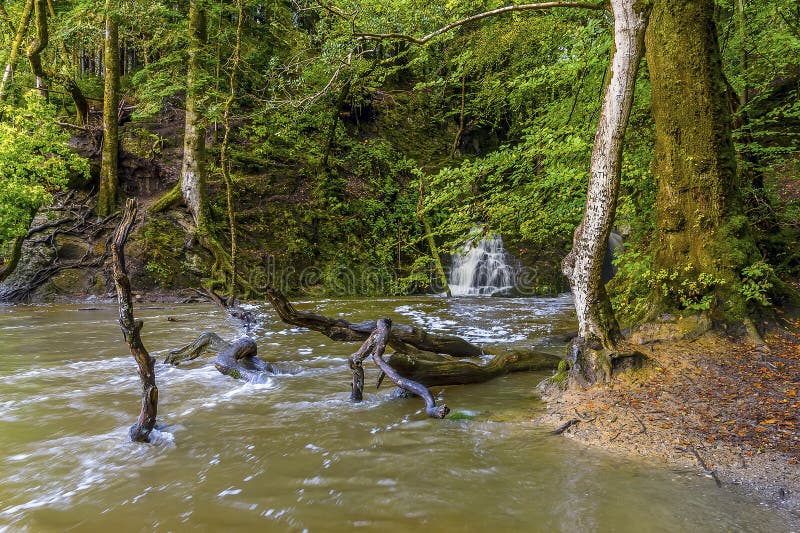 A Long Exposure View Towards the Waterfall at Ffynone, Wales after ...