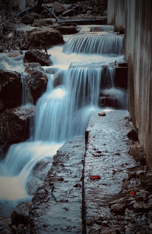 Long Exposure of Water Cascade in a Park Stock Image - Image of rushing ...