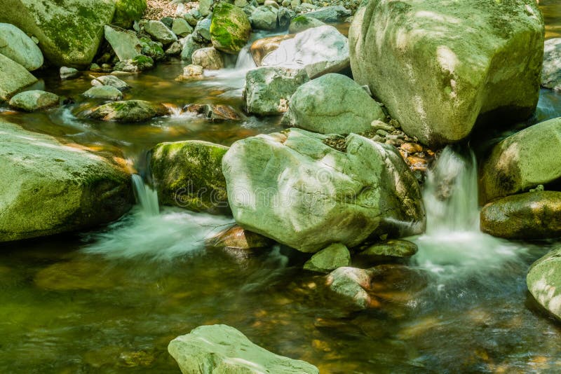 Long Exposure of Water in Mountain River Stock Photo - Image of long ...