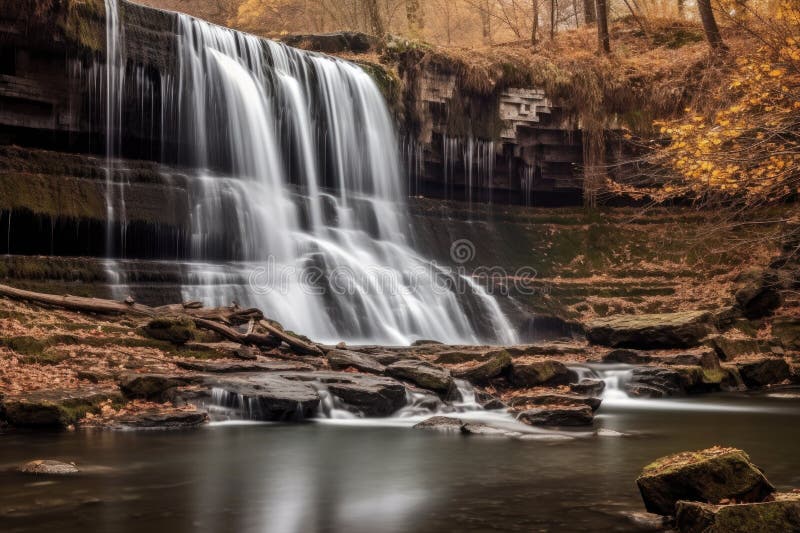 Long Exposure of Waterfall Creating Silky Effect Stock Image - Image of ...