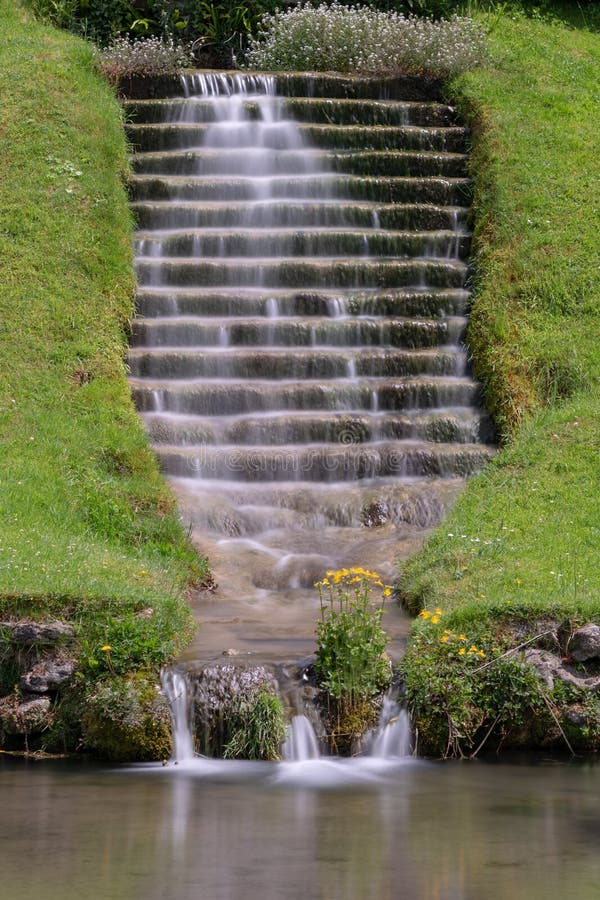 Waterfall stock photo. Image of stairs, architectural - 163677094