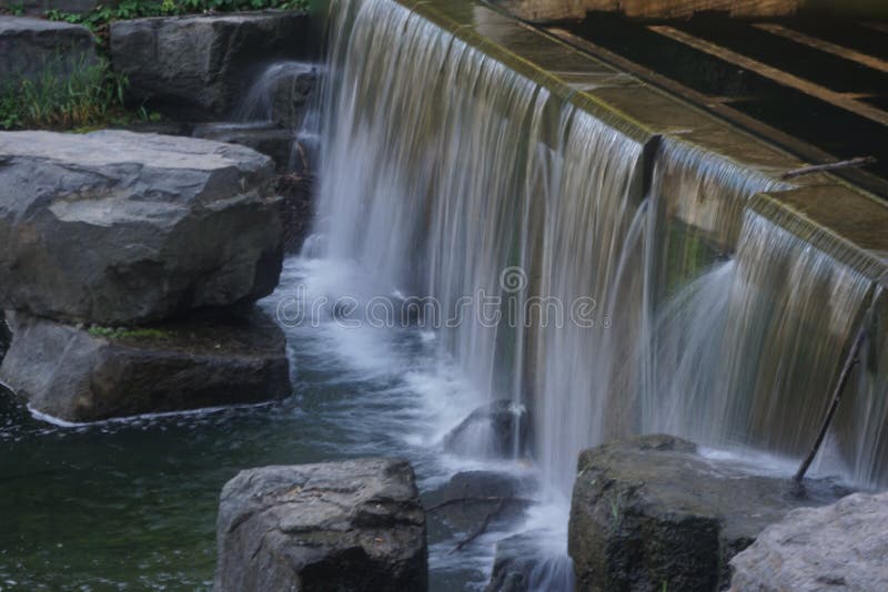Long Exposure of a Waterfall with Rocks in the Water Path Flow Stock ...