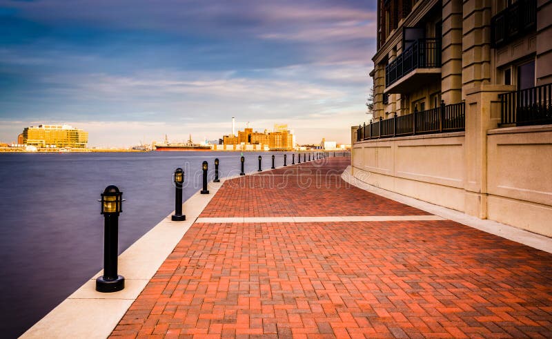 Long Exposure of the Waterfront Promenade in the Inner Harbor, B Stock ...
