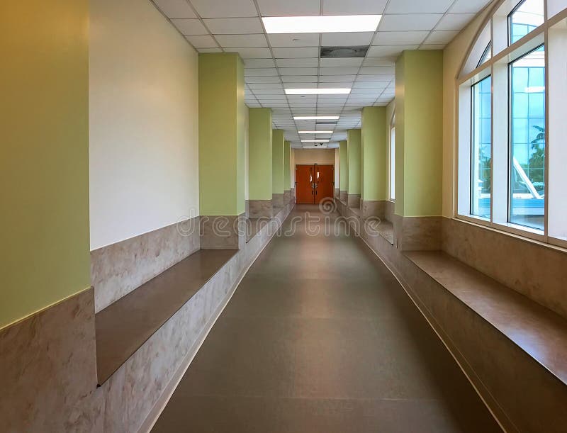 Long Exterior Hallway in a Modern Building Stock Photo - Image of ...