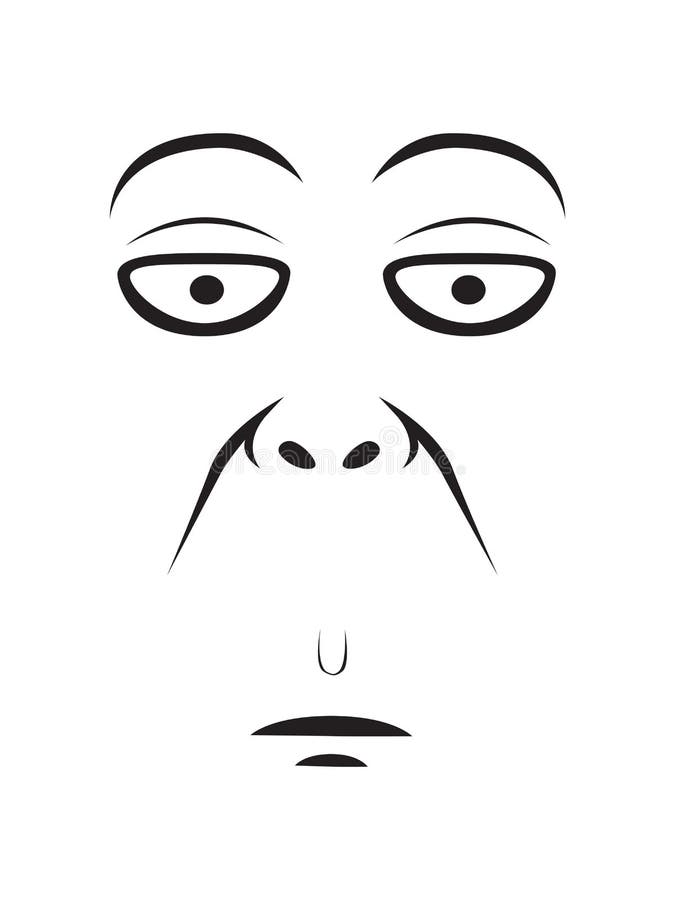 Long Face Expression - Lazy. Isolated Vector Illustration Stock ...