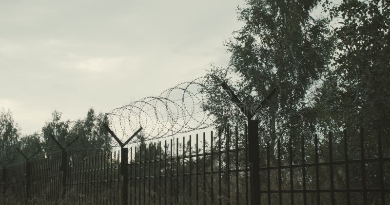 Long Fence with Barbed Wire. the Concept of Closing Borders and ...