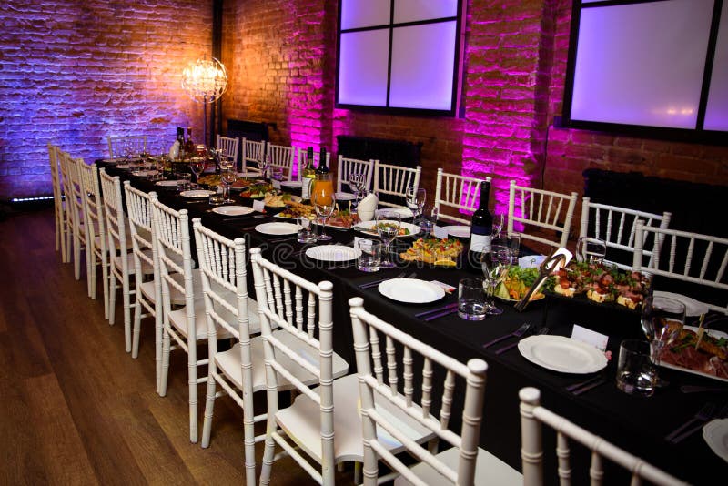 A Long Festive Table with Food and Drinks Stock Image - Image of dining ...