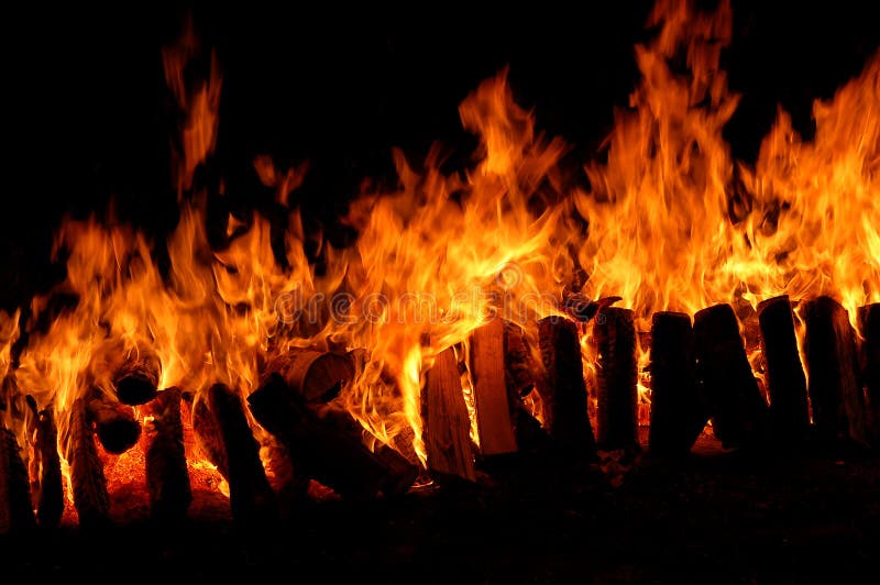 Long fire with charcoal stock image. Image of campfire - 12732821