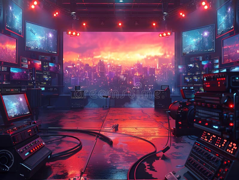 Long Form Video Conception. Man with Camera and Telescreen Concept of ...