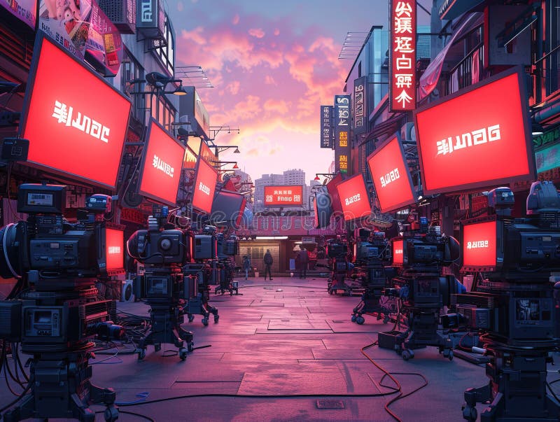 Long Form Video Conception. Man with Camera and Telescreen Concept of ...