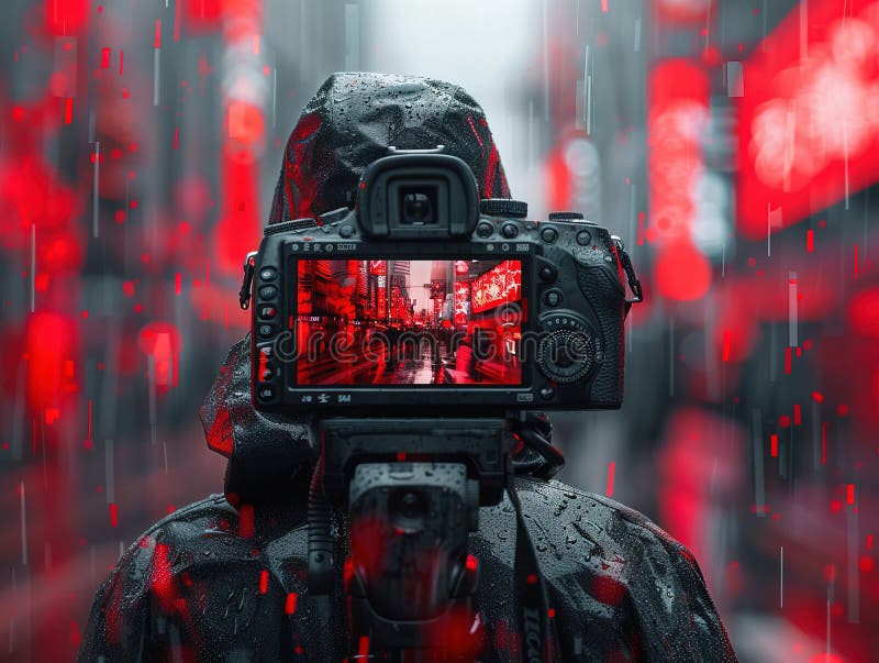 Long Form Video Conception. Man with Camera and Telescreen Concept of ...