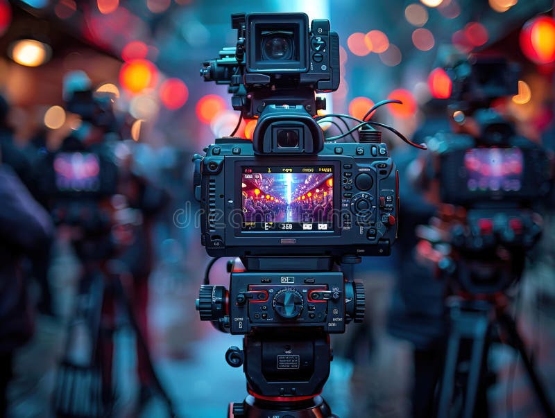 Long Form Video Conception. Man with Camera and Telescreen Concept of ...