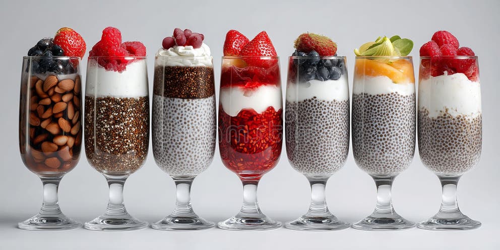 Long-format Layout of Six Types of Chia-based Desserts Aligned in ...