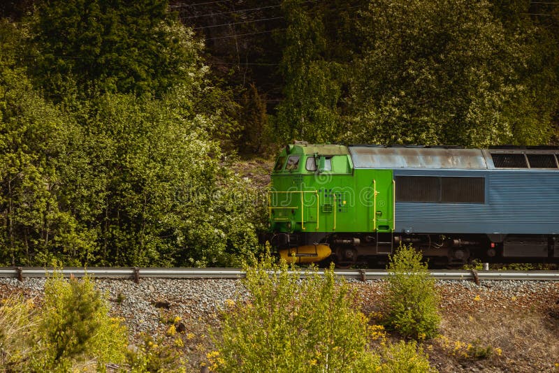 Freight Train with Carriages Along the Route Stock Image - Image of ...