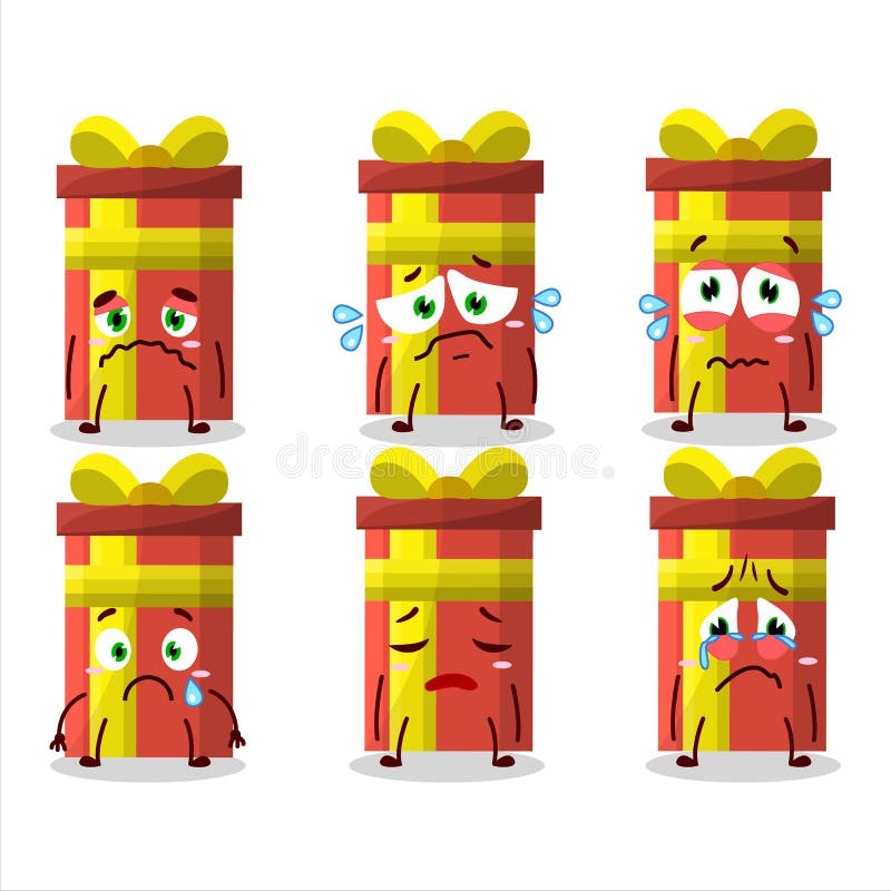 Long Gift Box Cartoon Character with Sad Expression Stock Illustration ...