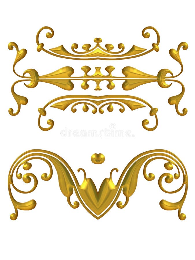 Long Gold Decorative Elements Stock Illustration - Illustration of ...