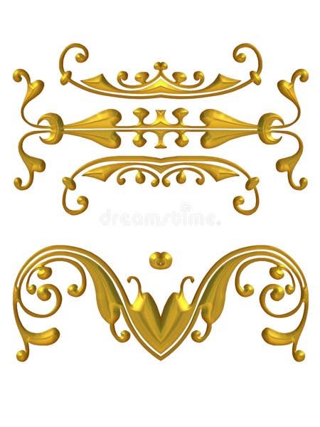 Long Gold Decorative Elements Stock Illustration - Illustration of ...