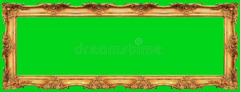 Long Golden Picture Frame Isolated Chroma Key Background Stock Image ...