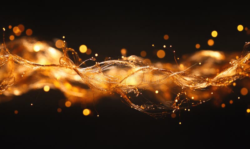 A Long, Golden String of Beads is Shown in a Black Background Stock ...