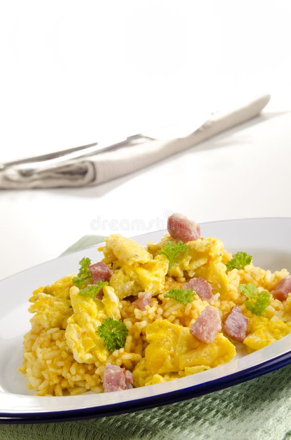 Long Grain Curry Rice with Scrambled Eggs Stock Image - Image of ...