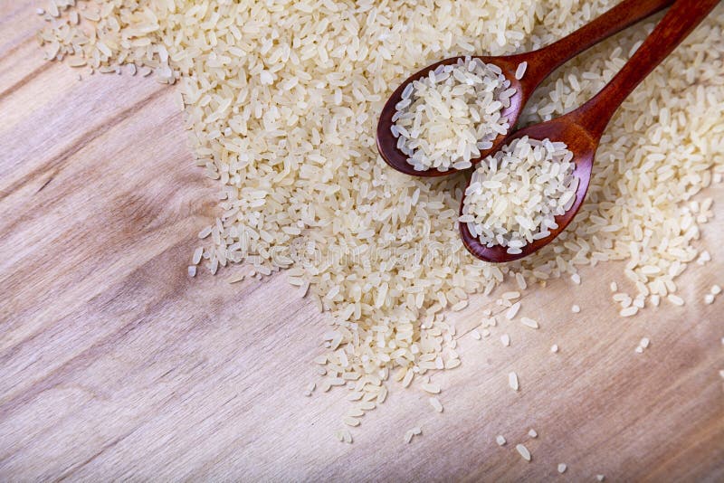 Long-grain Steamed Rice and Spoons Stock Image - Image of agriculture ...
