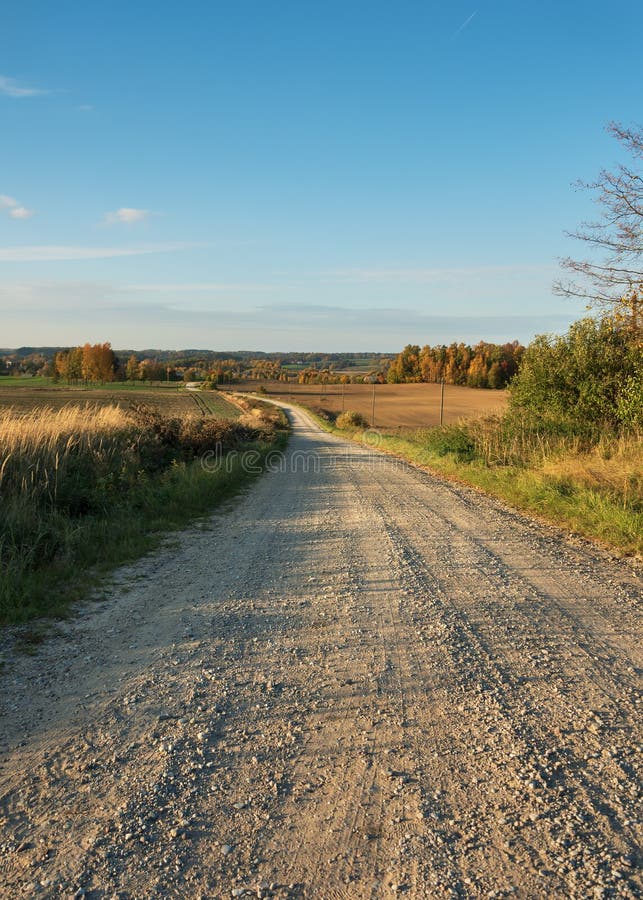 Long gravel road stock image. Image of road, rural, autumn - 235113627