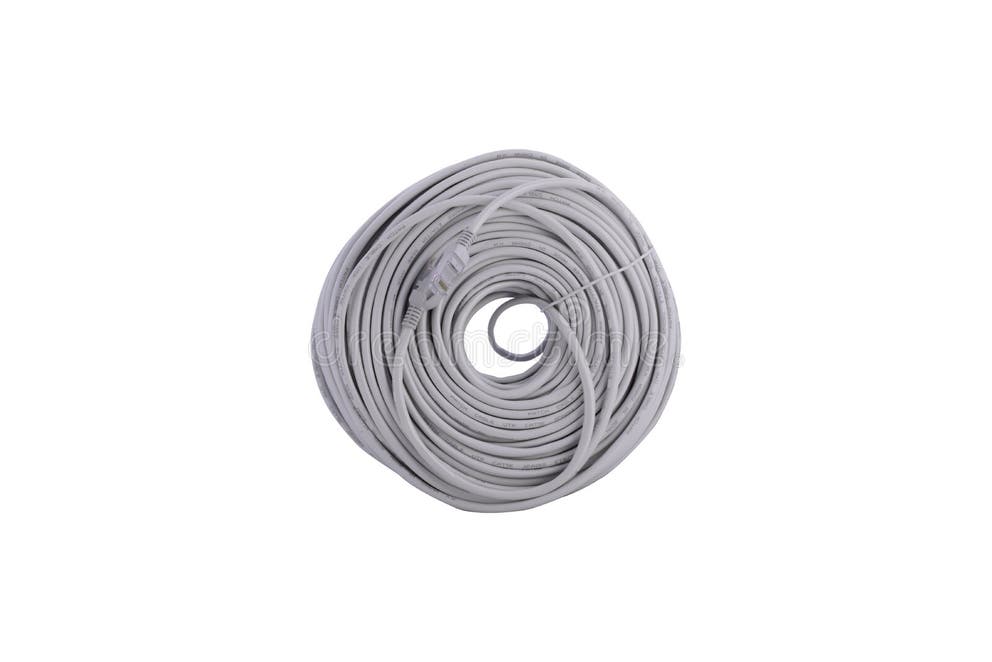 Long Gray Utp Cable for Internet Connection on White Background 3 Stock ...
