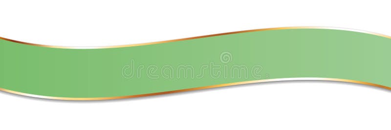 Long Green Ribbon Banner with Gold Frame on White Background Stock ...