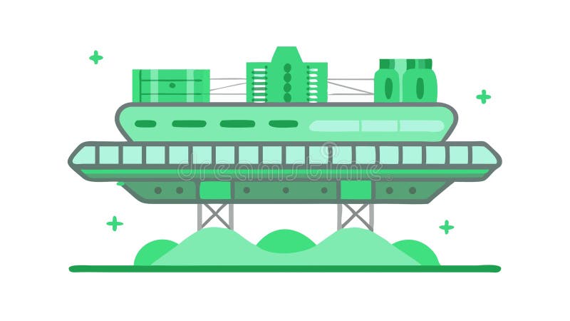 Long Green Futuristic Floating Structure Icon, Vector Design Generative ...