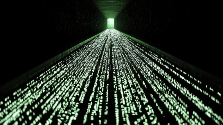 A Long Green Line of Glowing Numbers and Letters Stock Illustration ...