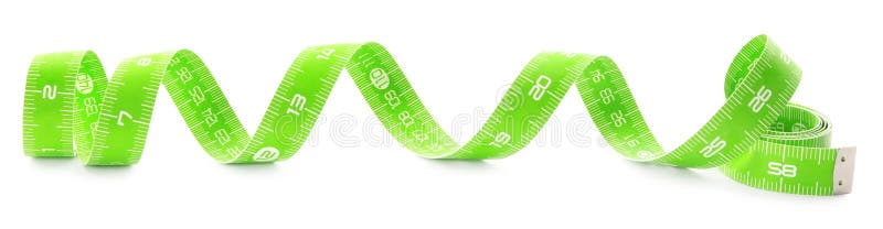 Long Green Measuring Tape Isolated on White Stock Image - Image of ...