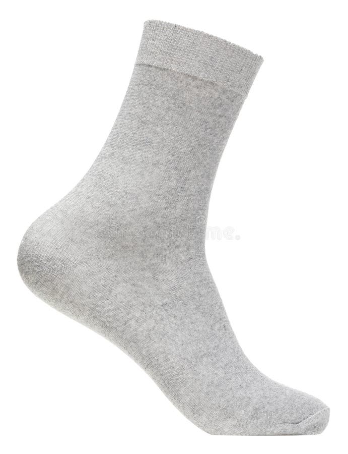 Long Grey Sock on Mannequin Isolated on White Stock Photo - Image of ...
