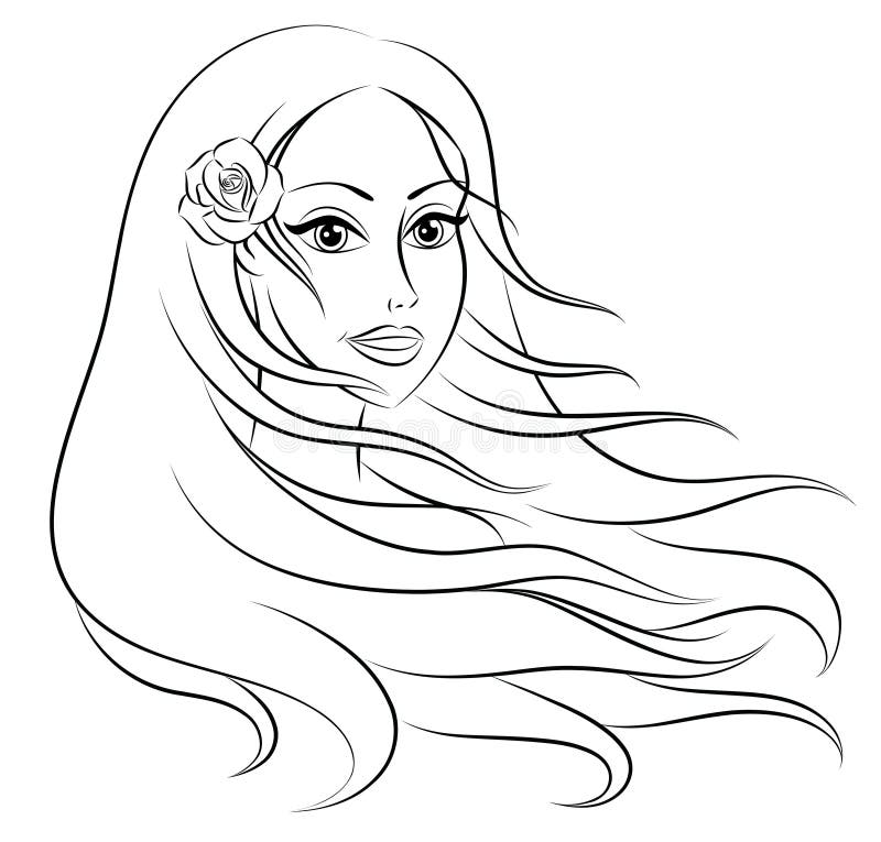 Long hair. stock vector. Illustration of celebration - 13035443