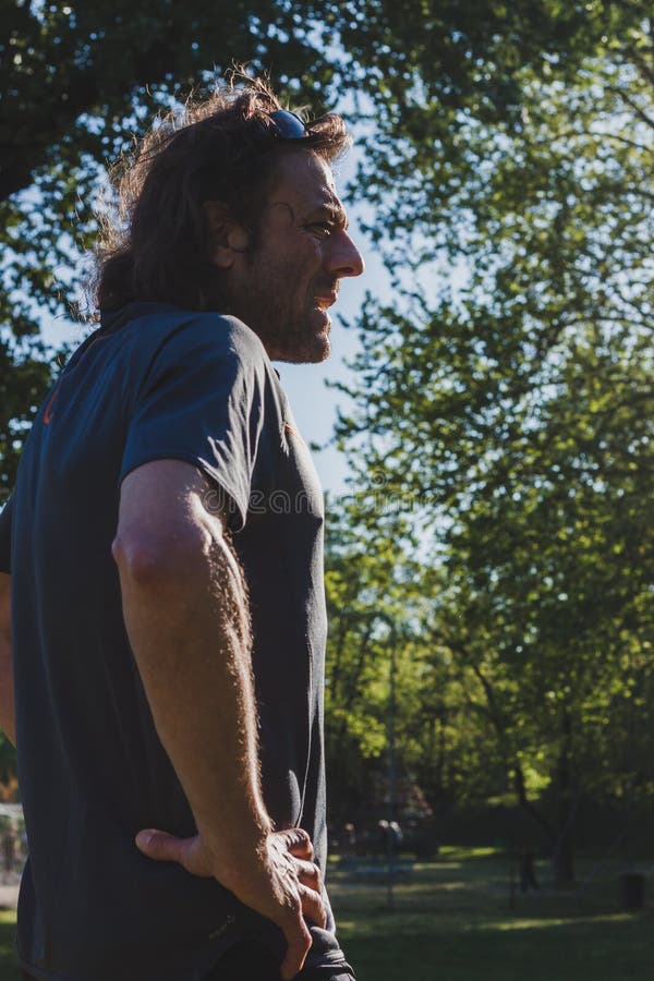 Long Haired Athlete Getting Ready for Running Stock Image - Image of ...