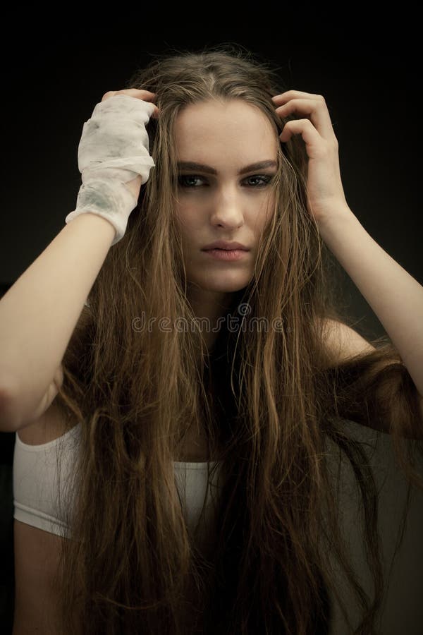 Long Haired Beauty With The Fists Stock Image Image Of Adult Model