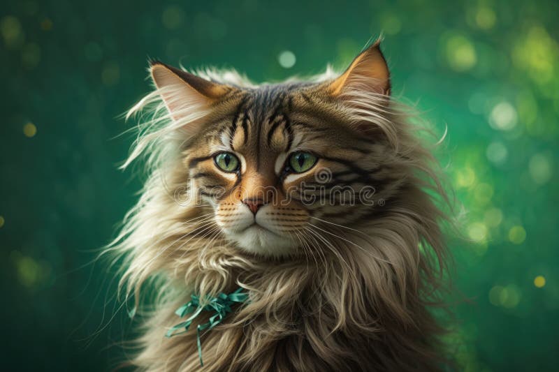 Long Haired Cat Portrait Blowing in Wind. Ai Generative Stock ...