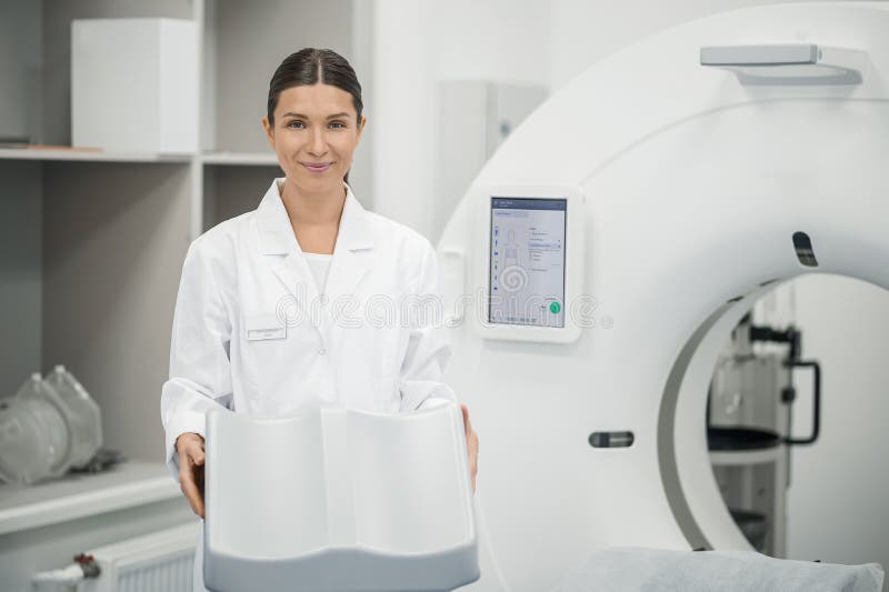 Long-haired Doctor Preparing MRI Scanner for Work Stock Image - Image ...