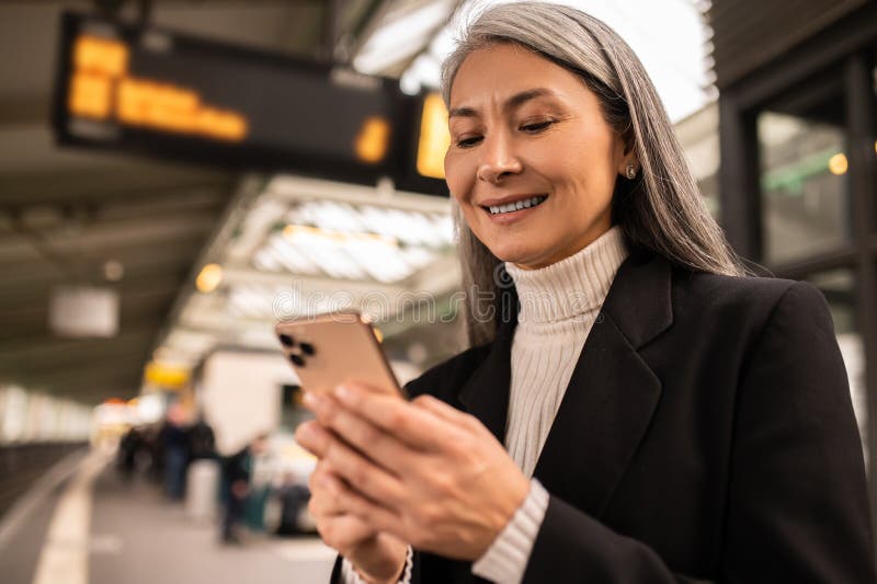 Long-haired Woman on the Platform in a Subway Stock Photo - Image of ...