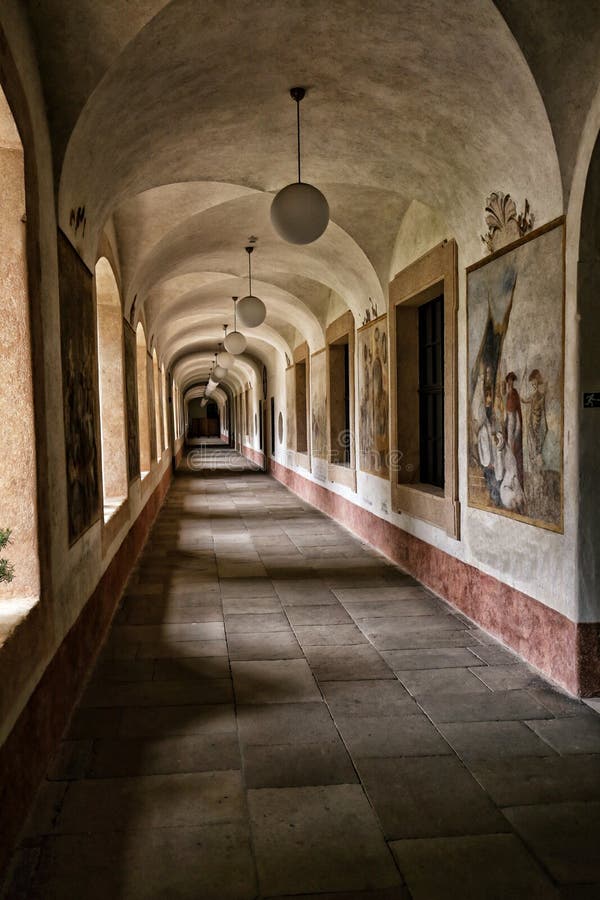 Long Hall of the Old Monastery Editorial Stock Photo - Image of czech ...